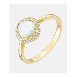 Vanlere Cluster-Ring aus 375 Gelbgold mit Zirkonia mit Opal | Gr.: 49