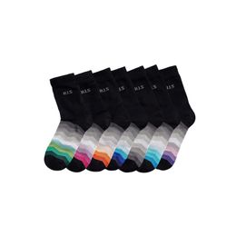 H.I.S. H.I.S Damen Basicsocken "Bunte Damen Baumwolll Socken, Atmungsaktiv & Bequem", Gr. 35, schwarz, Baumwolle, Baumwollmischung, Elasthan, Polyamid,