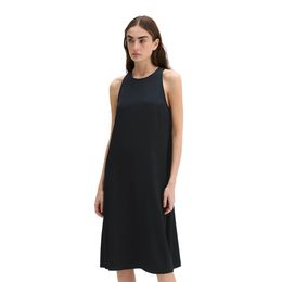 Marc O'Polo MARC O'POLO Damen Midikleid "aus edlem Viskose-Twill", schwarz, Gr. 44, unifarben, Obermaterial: 100% Viskose, Kleider