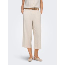 Only Damen Culotte "ONLSIESTA HW LIN BL CLEAN CULOT PNT NOOS", beige, Gr. S, unifarben, Web, Obermaterial: 80% Viskose, 20% Leinen, Hosen, mit Leinen