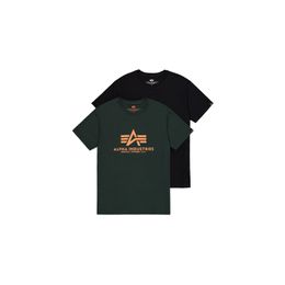 Herren T-Shirt "Basic T-Shirt BL 2 Pack", blau, Gr. L, Alpha Industries, Obermaterial: 100% Baumwolle, Shirts