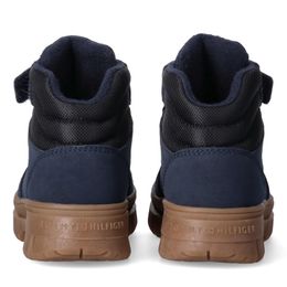 Tommy Hilfiger M&auml;dchen Schn&uuml;rboots, Gr. 25blau, schwarz, Textil, Velourslederimitat, Schuhe, Casual-Boots, Herbstboots mit praktischem Klettverschluss