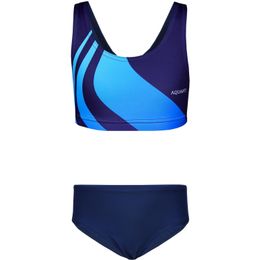 AQUARTI M&auml;dchen Bustier-Bikini "Bikini M&auml;dchen Sport Bikini Racerback Bustier & Bikinislip", blau, Gr. 122, Obermaterial: 80% Polyamid PA. 20%