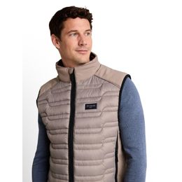 Tom Tailor Herren Steppweste, beige, Gr. L, unifarben mit Farbeinsatz, Steppware, Obermaterial: 100% Polyester. Futter: 100% Polyester, Westen, mit