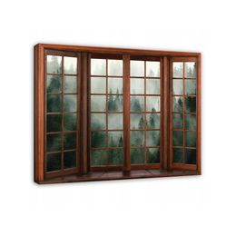WALLARENA Leinwandbild Fenster in Gr&uuml;n | Gr.: 40 x 30 cm