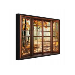 WALLARENA Bild mit Rahmen 3D-Fenster in Braun | Gr.: 120 x 80 cm