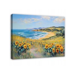 WALLARENA Leinwandbild Meer in Gelb | Gr.: 40 x 30 cm