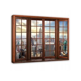 WALLARENA Leinwandbild 3D-Fenster in Beige | Gr.: 40 x 30 cm