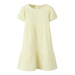 name it M&auml;dchen Tunikakleid "NMFJASMIN SS DRESS NOOS", gelb, Gr. 92, Web, Obermaterial: 100% Baumwolle, Kleider, Baumwolle - Musselin, mit Volant