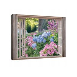 WALLARENA Leinwandbild 3D-Fenster in Rosa | Gr.: 40 x 30 cm