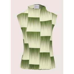 Madeleine Mode MADELEINE Damen Blusentop "Blusentop Plisseebluse mit grafischem Muster", wei&szlig;, Modern, Gr. 46, Obermaterial: 100% Polyester PES., Blusen, Block-Optik