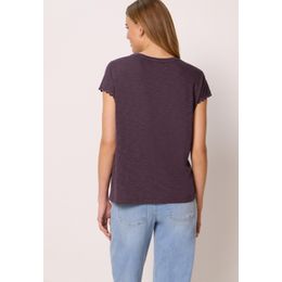 Damen Rundhalsshirt, lila, Gr. 36, STREET ONE STUDIO, unifarben, Web, 50% Baumwolle, 50% Modal, Shirts, Rundhalsausschnitt