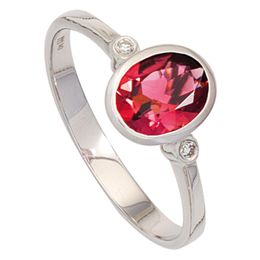 Jobo Damen Fingerring "Ring Turmalinring", 54, SI = kleine Einschl&uuml;sse, Diamanten Wei&szlig;gold 585, rot, Diamanten, Wei&szlig;gold 585, Fingerringe, 585