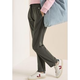 Cecil Damen Stoffhose, gr&uuml;n, Gr. L, unifarben, Web, 66% Baumwolle, 30% Polyester, 4% Elasthan, Hosen, Middle Waist