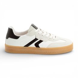 Tamaris Herren-Sneaker aus wei&szlig;em Leder mit schwarzen Streifen