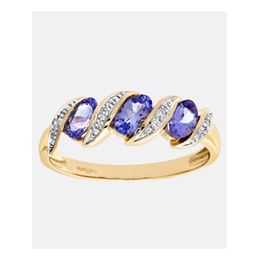 Diamant L'&eacute;ternel Eternity-Ring aus 375 Gelbgold mit Diamant mit Tansanit gedreht | Gr.: 49