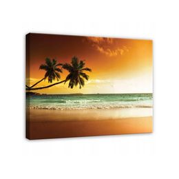 WALLARENA Leinwandbild Strand in Orange | Gr.: 40 x 30 cm