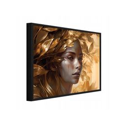 WALLARENA Bild mit Rahmen Frau in Golden | Gr.: 60 x 40 cm