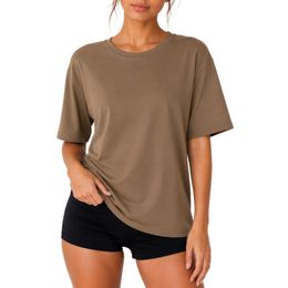 Reichstadt Damen Regular Fit T-Shirt Shoulder Drop in Khaki | Gr.: M