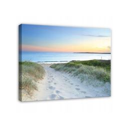WALLARENA Leinwandbild Strand in Blau | Gr.: 40 x 30 cm