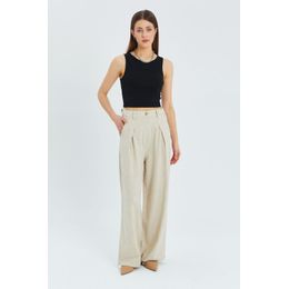 Hochtaillierte Plisseehosen im Palazzo-Stil