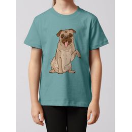 wat? Apparel T-Shirt Mops in Teal Monstera | Gr.: 152-164