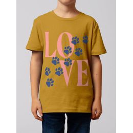 wat? Apparel T-Shirt Pfotenliebe in Ocker | Gr.: 152-164