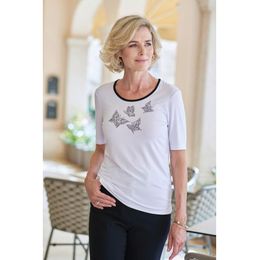 GOLDNER Modisches Blusenshirt mit Schmuckdetail in wei&szlig; | Gr.: 44