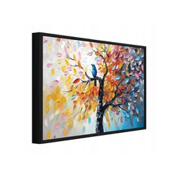 WALLARENA Bild mit Rahmen Baum in Bunt | Gr.: 120 x 80 cm