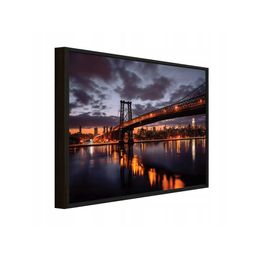 WALLARENA Bild mit Rahmen Br&uuml;cke in Orange | Gr.: 70 x 100 cm