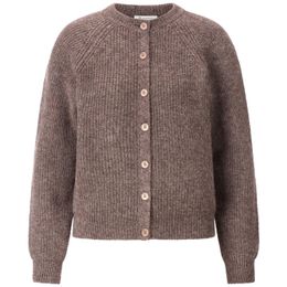 Rif&ograve; Damen-Strickjacke mit Alpaka L Hellbraun