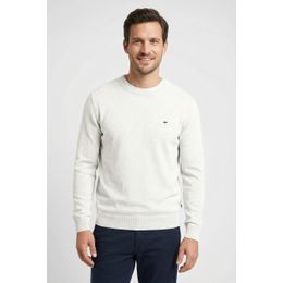 Fynch-Hatton Herren Rundhalspullover, wei&szlig;, Gr. XL, unifarben, Strick, Obermaterial: 100% Baumwolle, Pullover, aus Baumwolle, mit Rundhalsausschnitt,