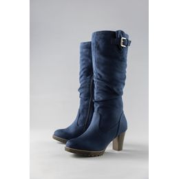 ANISTON SHOES Damen Stiefel, Gr. 36, blau, Textil, Veloursleder, Schuhe, mit Raffungen am slouchy Schaft