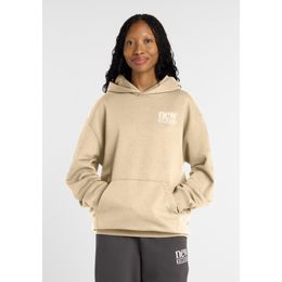 New Balance Damen Kapuzensweatshirt, beige, Gr. S, Obermaterial: 60% Baumwolle, 40% Polyester, Sweatshirts, mit Kapuze, ohne Verschluss, aus