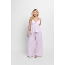 Dorina Damen Pyjamahose "Diana", Gr. XS, rosa, Web, Obermaterial: 79% Polyester, 20% Polyamid, 1% Elasthan, gestreift, Hosen, Gummizug, Bindeband,