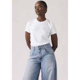 Levi's LEVI'S Damen Rundhalsshirt "THE PERFECT TEE", wei&szlig;, Gr. S, bedruckt, Jersey, Obermaterial: 100% Baumwolle, Shirts, mit Logo im Metallic-Holo Print