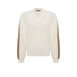 Cipo & Baxx CIPO & BAXX Damen Strickpullover "WP260"ecru, Gr. M, gestreift, 50% Baumwolle, 50% Polyacryl, Pullover, mit Streifendetails an den &Auml;rmeln