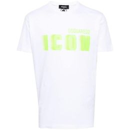 Dsquared2 Cool Fit gr&uuml;nes Blur Icon Logo wei&szlig;es T-Shirt