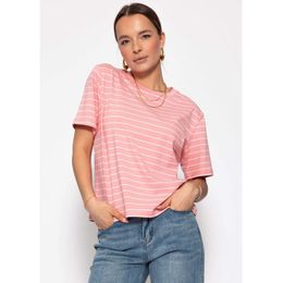 SASSYCLASSY T-Shirt mit schmalen Streifen in Rosa | Gr.: L