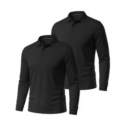 Normani 2er Set Herren Langarm Poloshirt Lyroe in Schwarz | Gr.: L