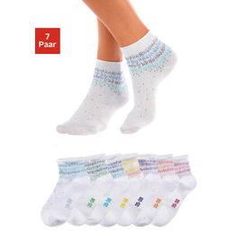 H.I.S. H.I.S Damen Kurzsocken "Damen Kurze S&ouml;ckchen, bunte P&uuml;nktchen", Gr. 35, wei&szlig;, Baumwolle, Baumwollmischung, Elasthan, Polyamid, gepunktet, Socken, mit