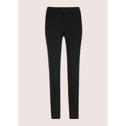Madeleine Mode MADELEINE Damen Stoffhose "Hose Schmale Businesshose mit Nieten", schwarz, Modern, Gr. 19, Obermaterial: 63% Polyester PES. 33% Viskose CV. 4%