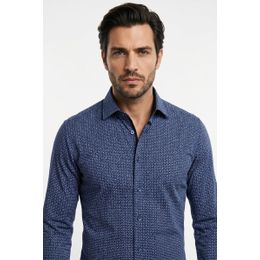 OLYMP Herren Langarmhemd "24/7 - Level 5", blau, Gr. 38, Web, Obermaterial: 92% Baumwolle, 8% Elasthan, Hemden, Atmungsaktiv, dehnbar, body fit, New