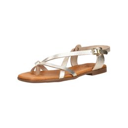 OH MY SANDALS Damen Zehentrenner "Oh My Sandals Zehensteg Leder", Gr. 36, silber, Leder, Schuhe