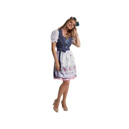 TecTake Mini-Dirndl Garching Modell 2 in blau/wei&szlig; | Gr.: L