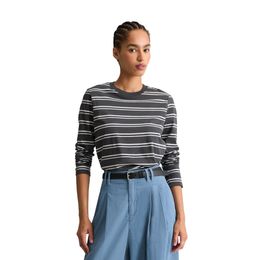 Marc O'Polo Damen Langarmshirt "aus Organic Cotton", grau, Basic, Gr. XXL, MARC O'POLO DENIM, gestreift, Obermaterial: 100% Baumwolle, Shirts