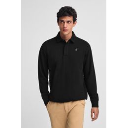 Polo-Sweatshirt schwarz im Regular Fit mit Rigby Go-Logo