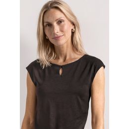 Street One Damen T-Shirt, schwarz, Gr. 38, unifarben, Web, 50% Baumwolle, 50% Modal, Shirts, mit Cut-Out Detail