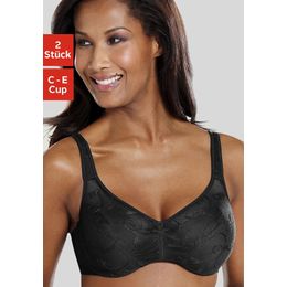 Damen Minimizer-BH, PETITE FLEUR BY LASCANA, Gr. 105, schwarz, Spitze, Obermaterial: 90% Polyamid, 10% Elasthan, BHs, mit B&uuml;gel und sch&ouml;ner Stickerei