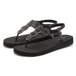 Venice Beach Damen Badezehentrenner "Sandale, Badeschuh, Badelatsche, Flip Flop, Badeschlappe, Sommerschuhe", Gr. 43, schwarz, Obermaterial: 100%